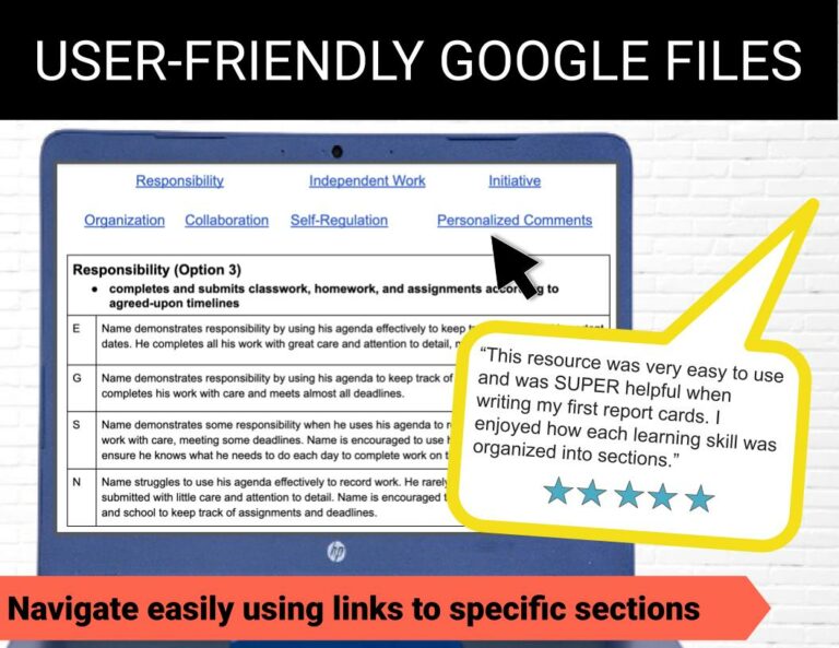 Ontario Learning Skills Report Card Comments - Junior Grades 4 5 6 ...