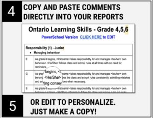 Ontario Learning Skills Report Card Comments - Junior Grades 4 5 6 ...