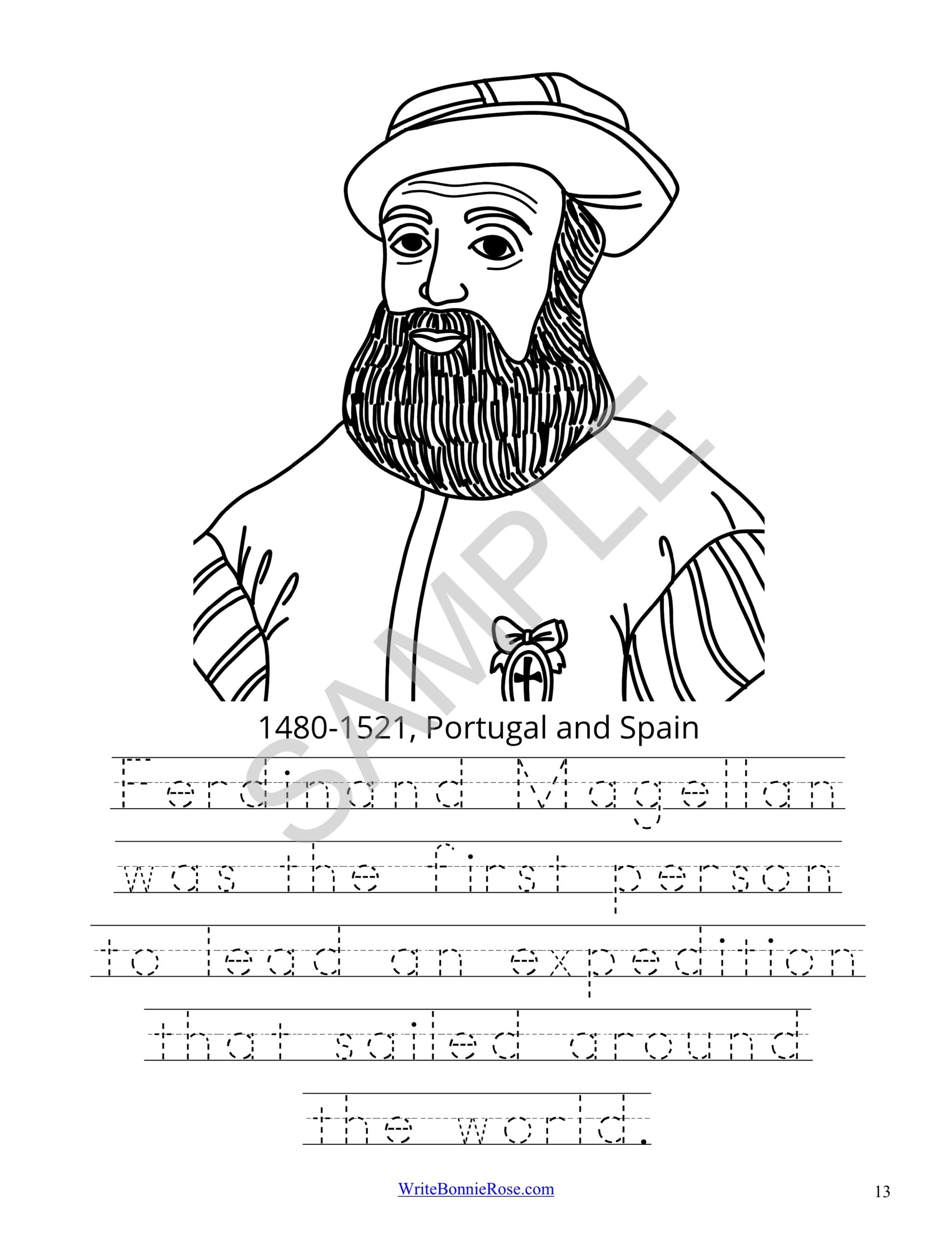 Famous Explorers Coloring Book-Level B | Made By Teachers
