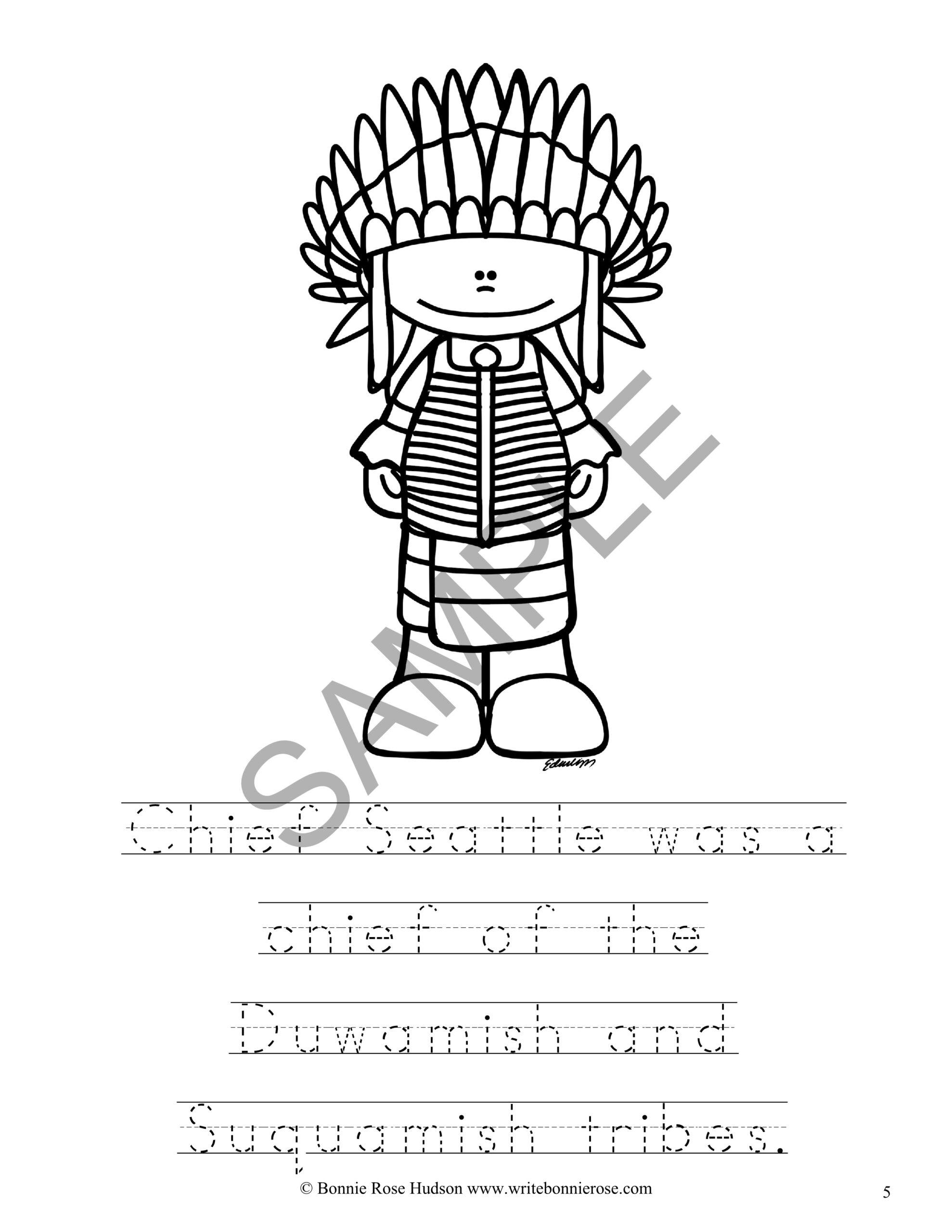 Famous Native Americans Coloring Book-Level B | Made By Teachers