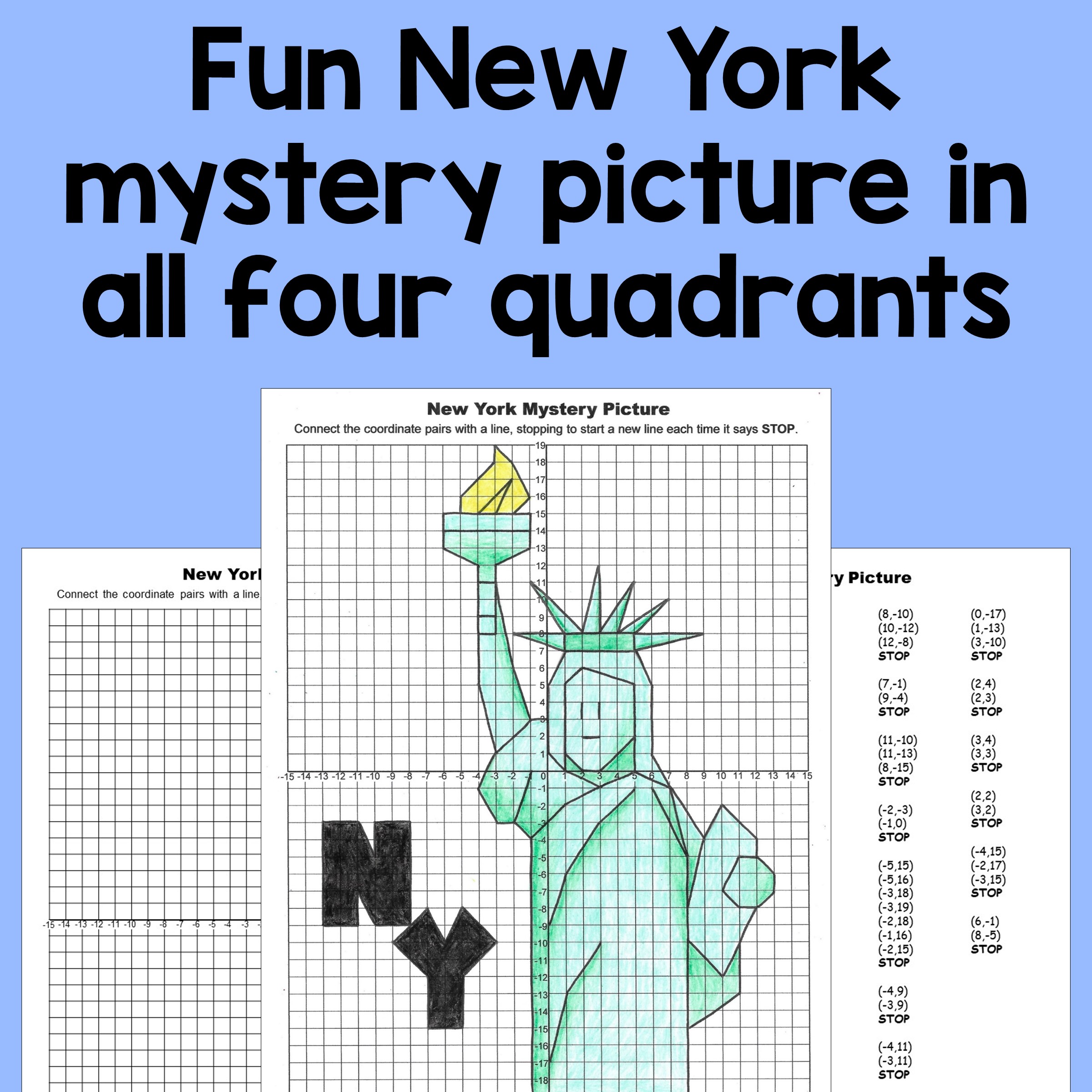 New York Coordinate Plane Mystery Graphing Picture | Fun Math Practice ...
