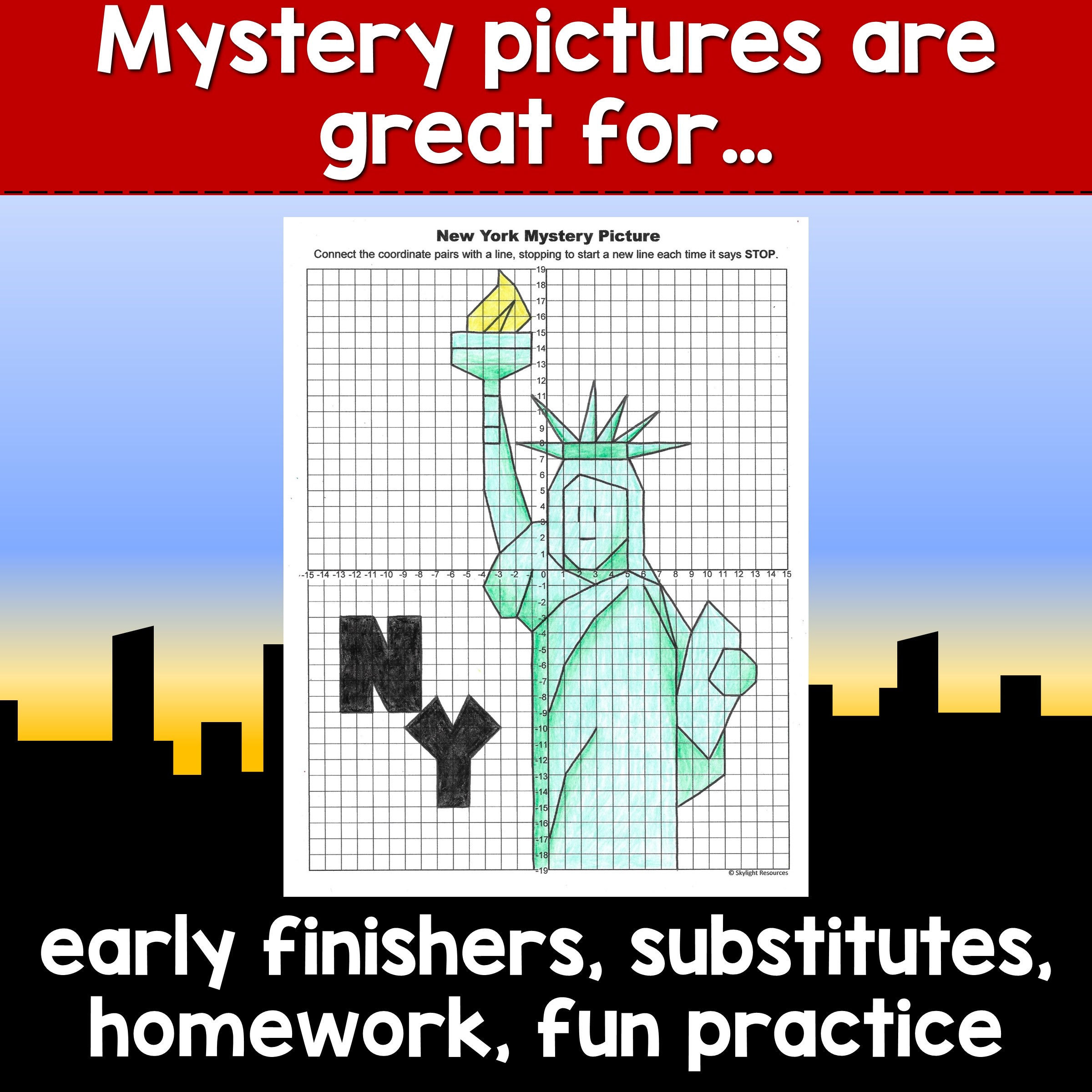 New York Coordinate Plane Mystery Graphing Picture | Fun Math Practice ...