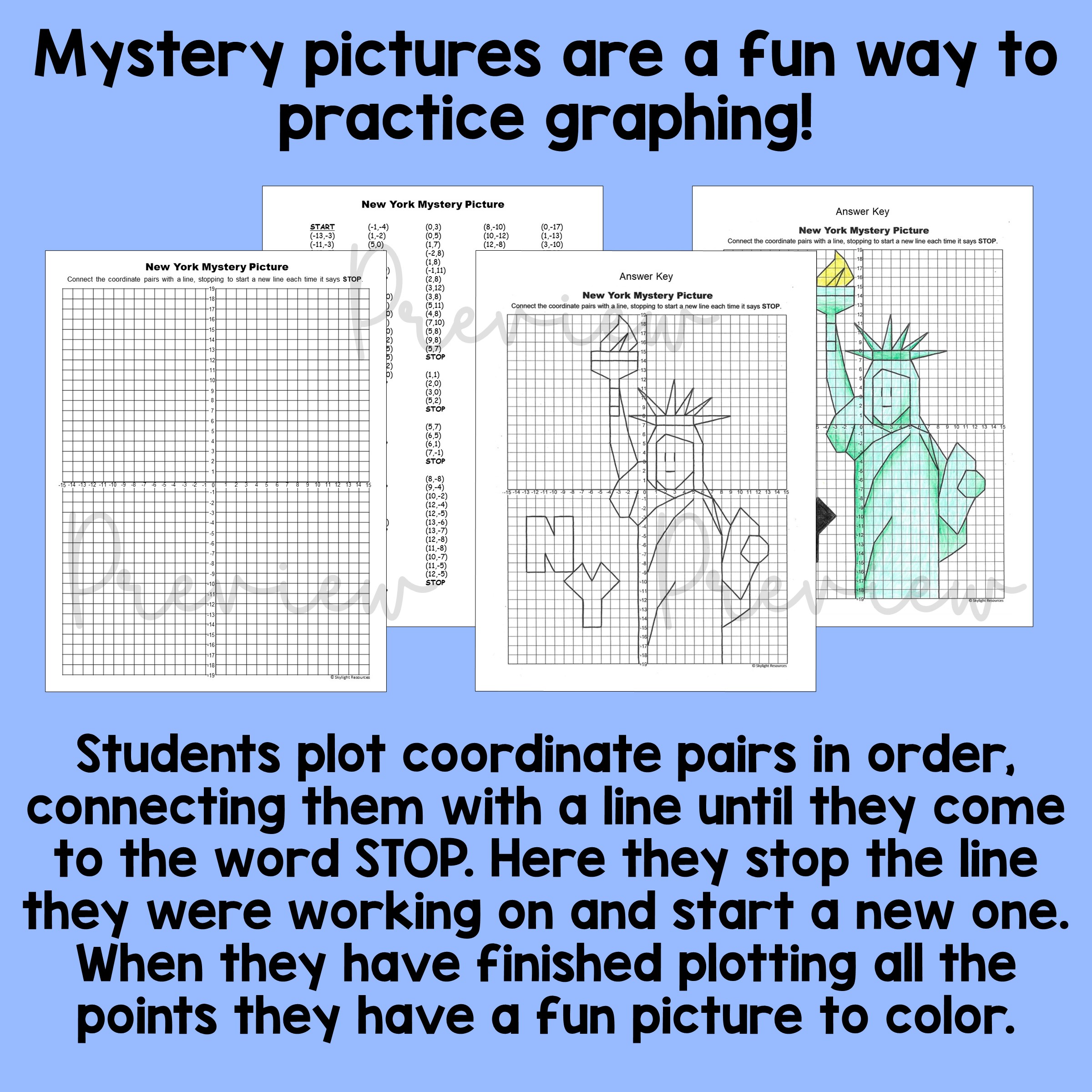 New York Coordinate Plane Mystery Graphing Picture | Fun Math Practice ...