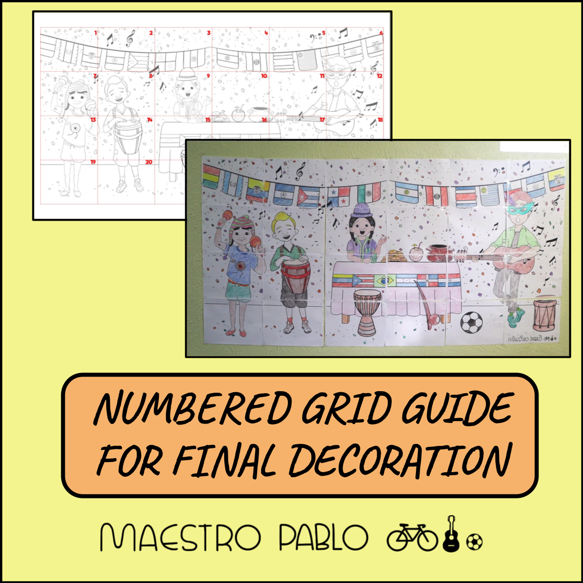 Latinamerican Flags Party Scene / Colab Coloring Poster | Made By Teachers