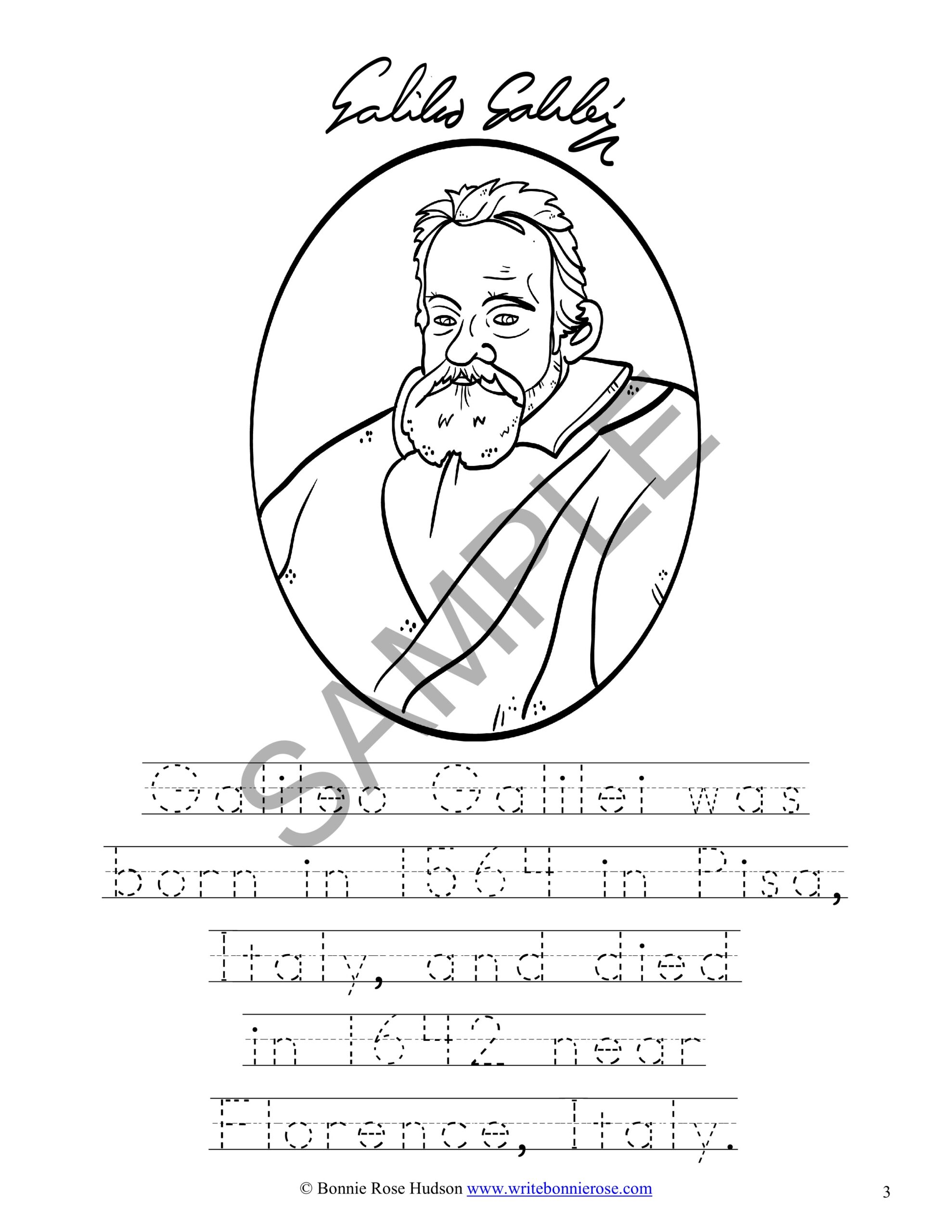 Galileo Galilei Coloring Book-Level B | Made By Teachers