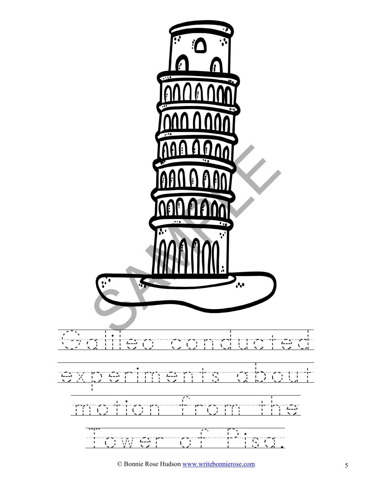 Galileo Galilei Coloring Book-Level B | Made By Teachers