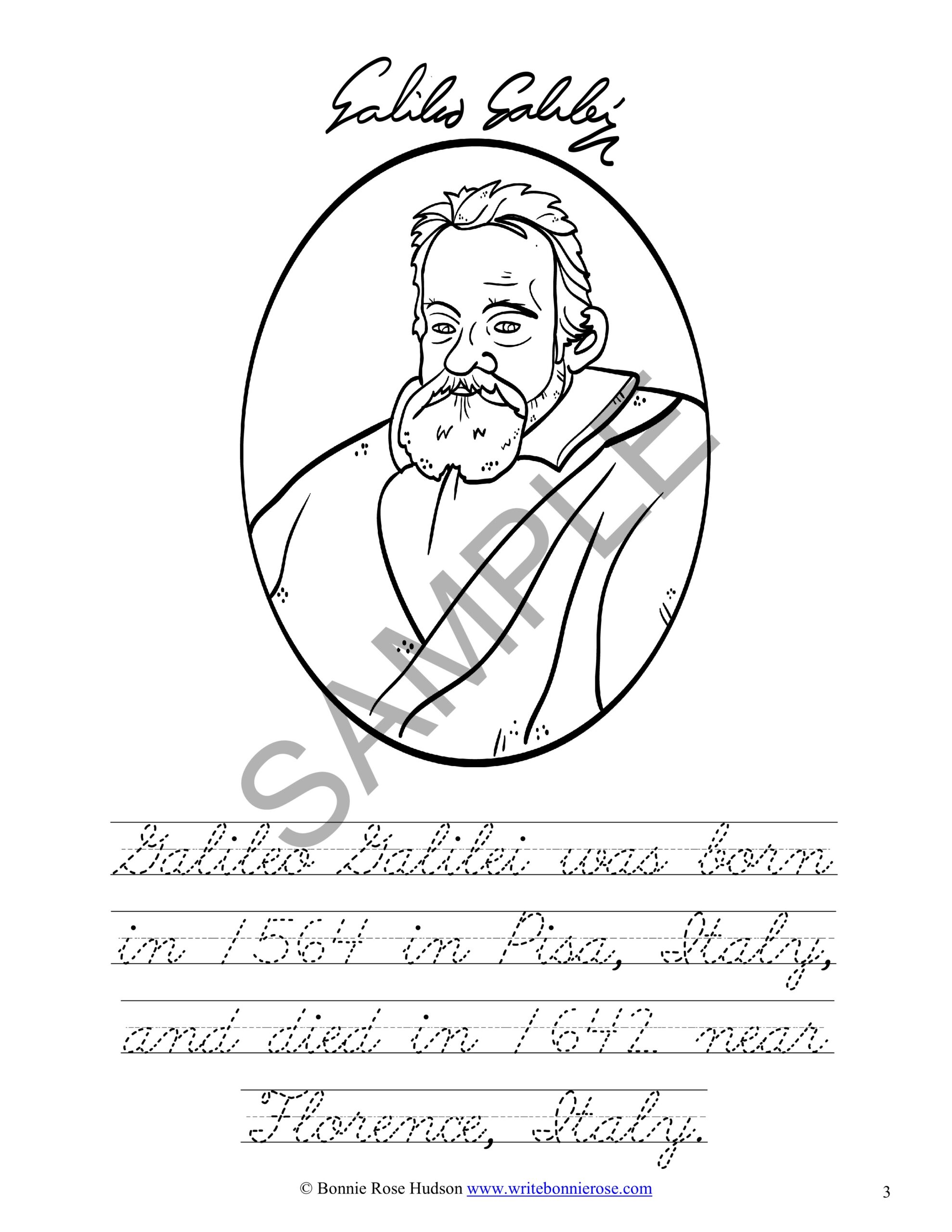Galileo Galilei Coloring Book-Level C | Made By Teachers
