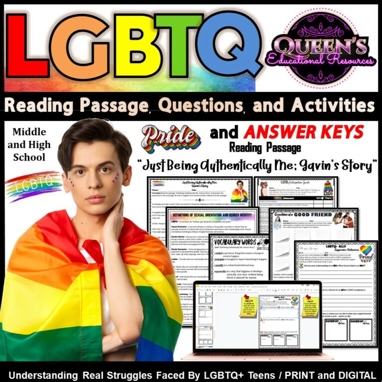 LGBTQ Reading Passage | LGBTQ Activities | LGBTQ Worksheets | Pride ...