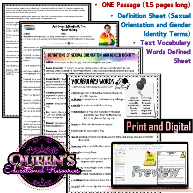 LGBTQ Reading Passage | LGBTQ Activities | LGBTQ Worksheets | Pride ...
