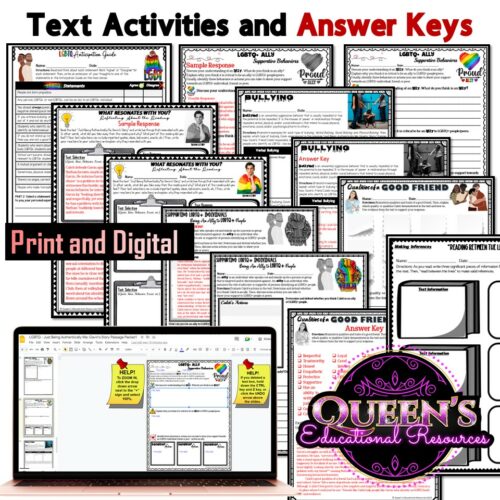 LGBTQ Reading Passage | LGBTQ Activities | LGBTQ Worksheets | Pride ...