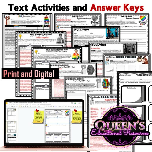 LGBTQ Reading Passage | LGBTQ Activities | LGBTQ Worksheets | Pride ...