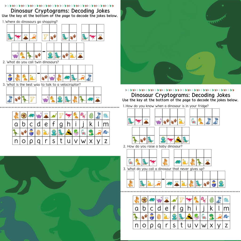 Dinosaur Cryptogram and Decoding Worksheets (Copy) | Made By Teachers