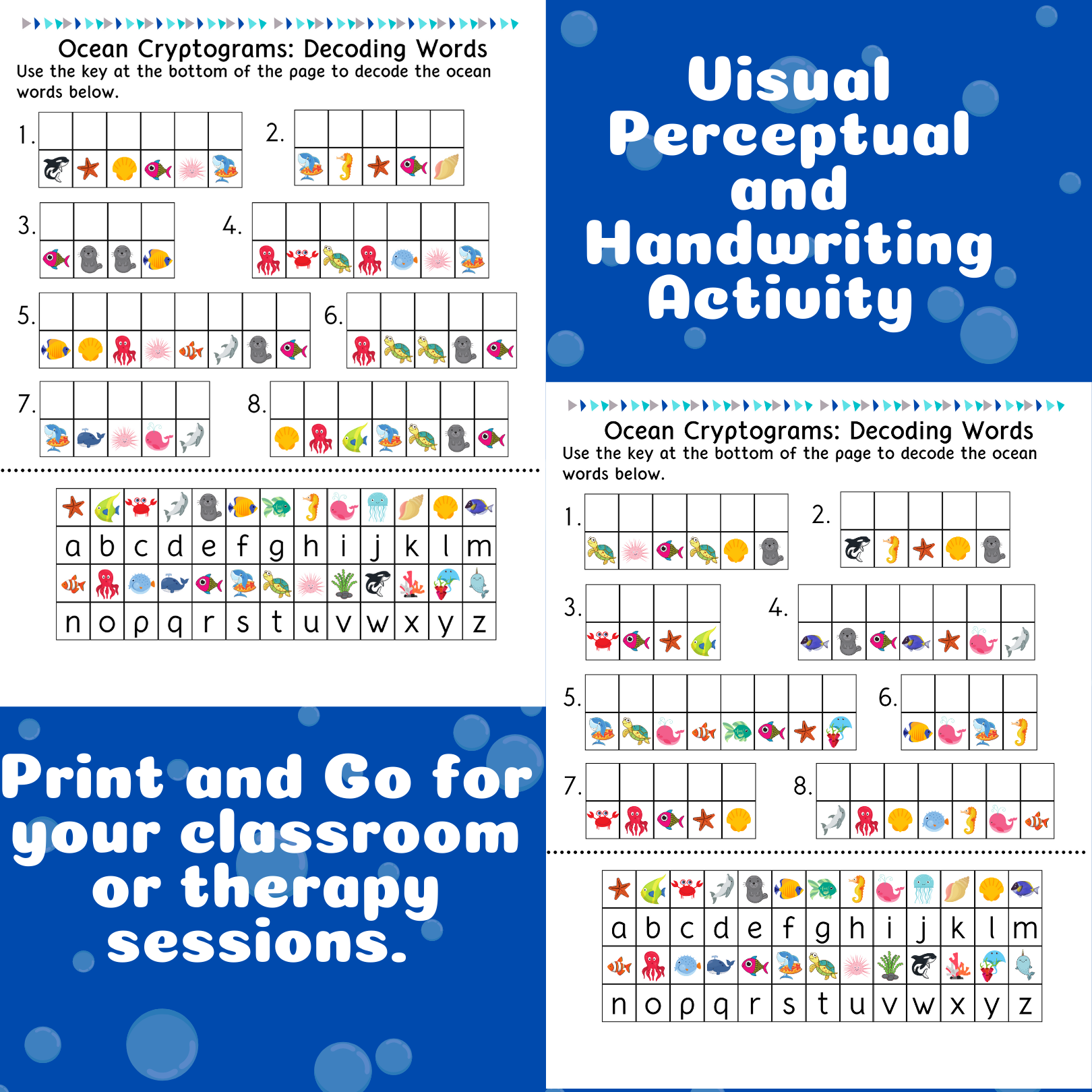 Ocean Cryptogram and Decoding Worksheets | Made By Teachers