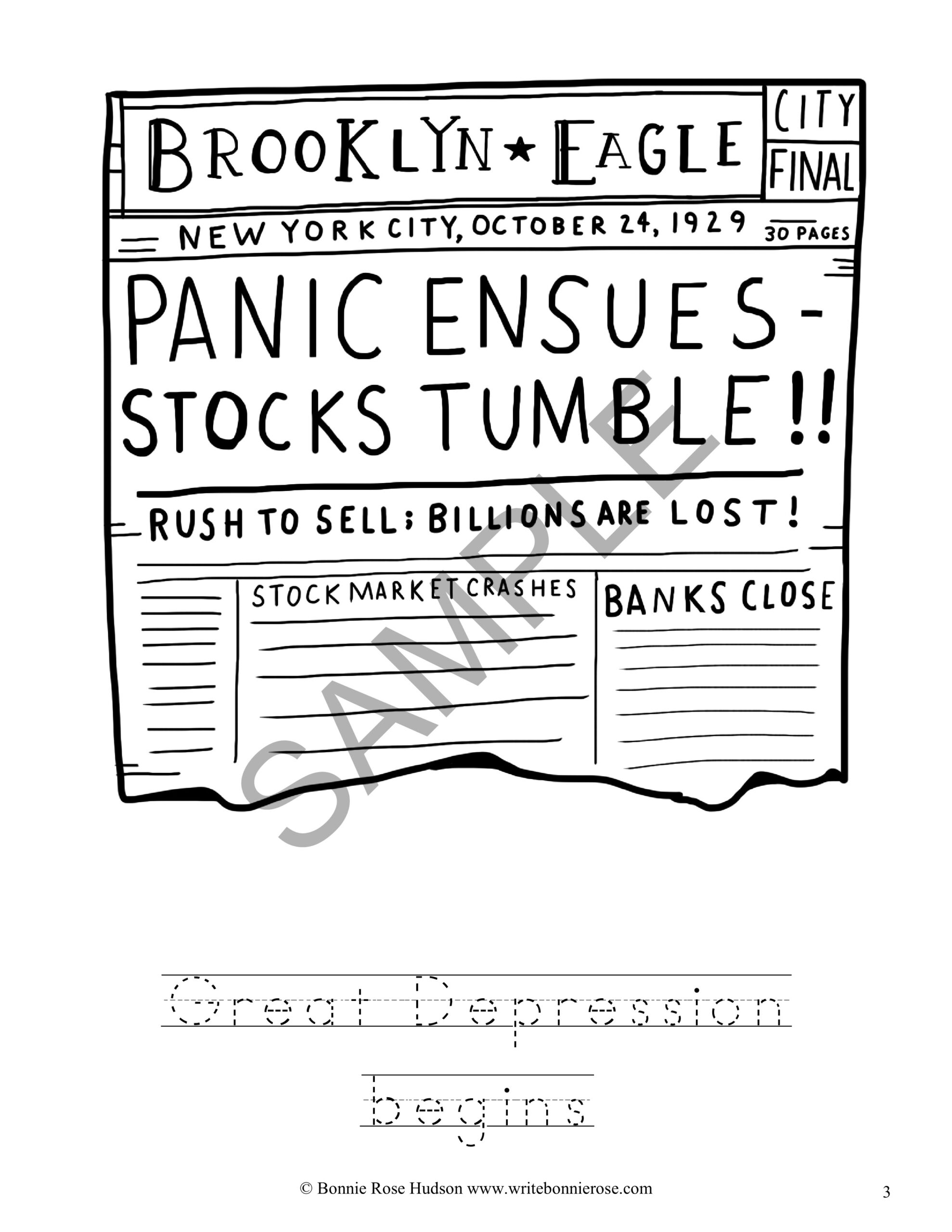 Great Depression Coloring Book-Level A | Made By Teachers