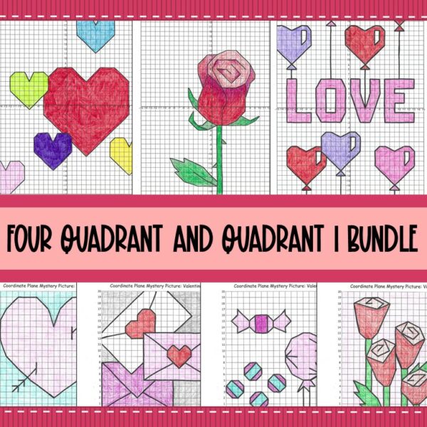 Valentine's Day Coordinate Plane Mystery Pictures Math Graphing Bundle ...