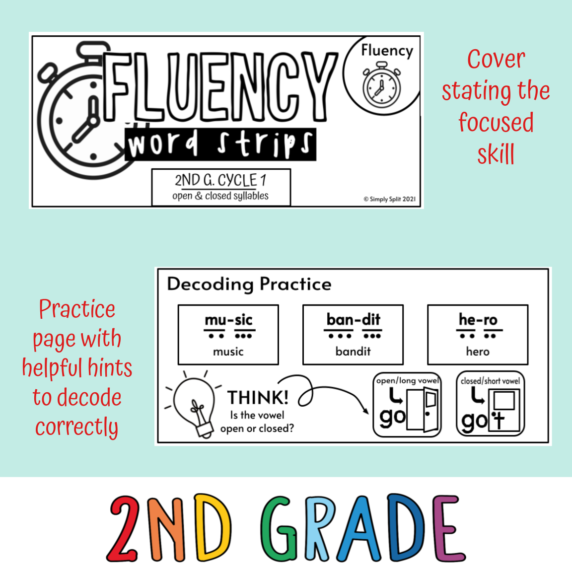 2nd Grade Fluency Word Decoding Strips Phonics Activity | EL Skills ...