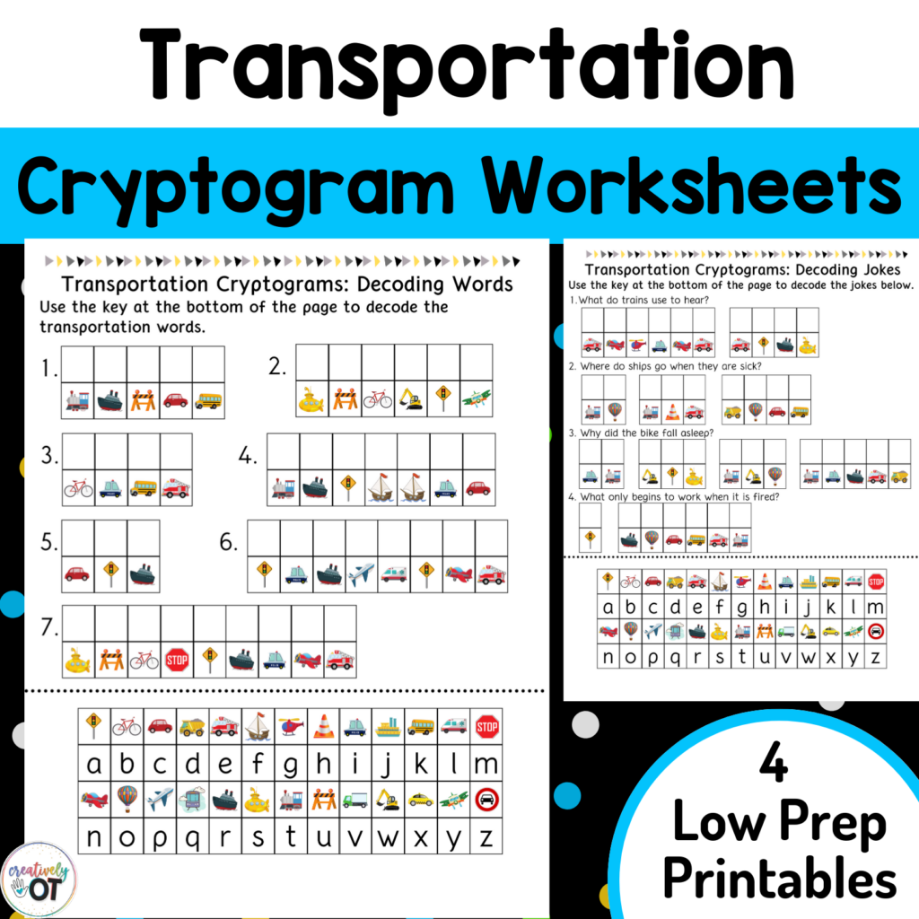 Transportation Cryptogram and Decoding Worksheets | Made By Teachers