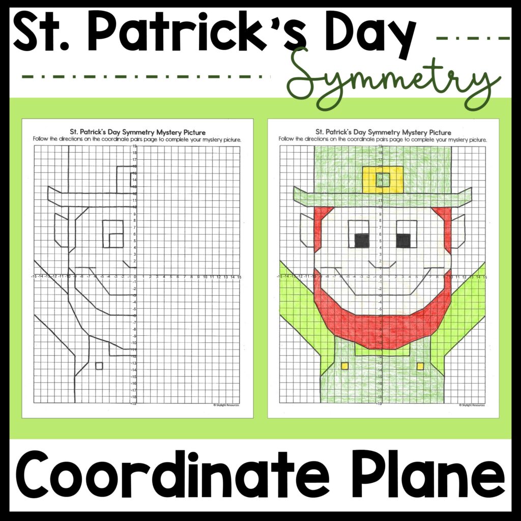 St. Patrick's Day Coordinate Plane Graphing Picture Four Quadrant ...