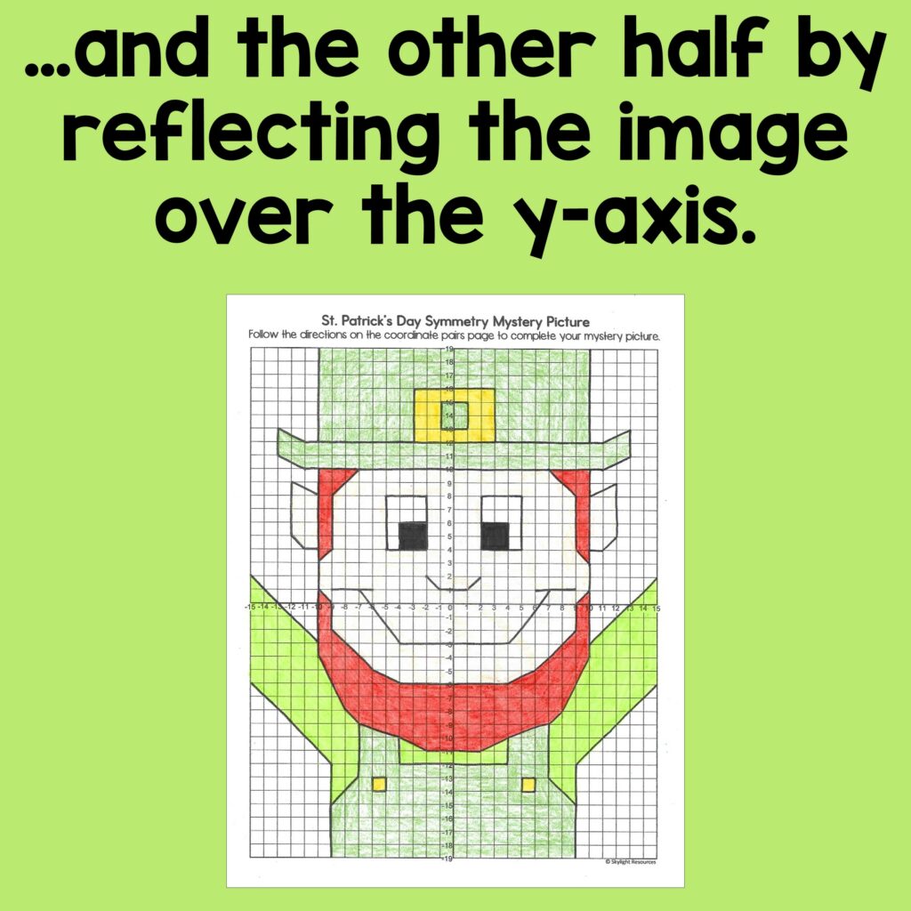 St. Patrick's Day Coordinate Plane Graphing Picture Four Quadrant ...
