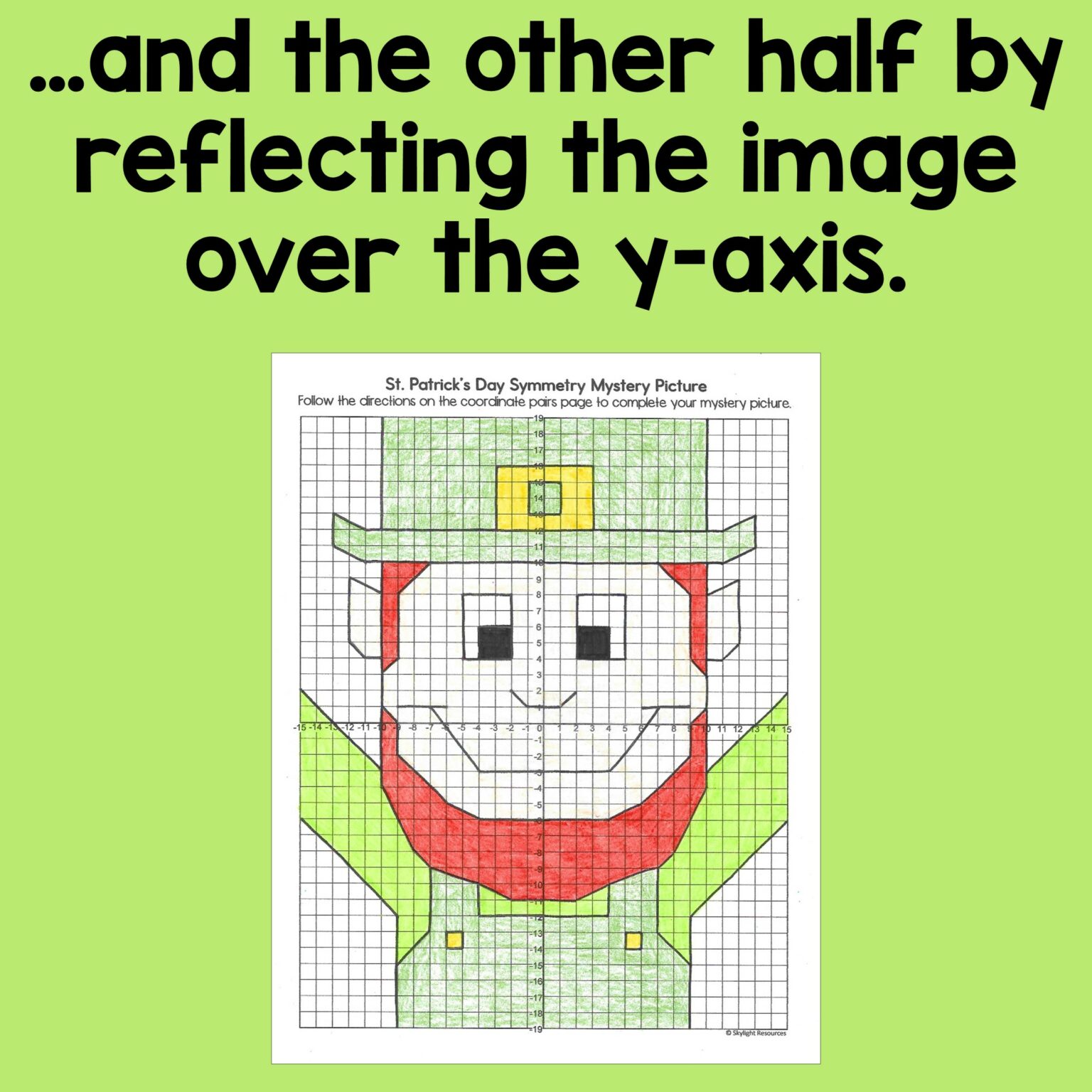 St. Patrick's Day Coordinate Plane Graphing Picture Four Quadrant ...
