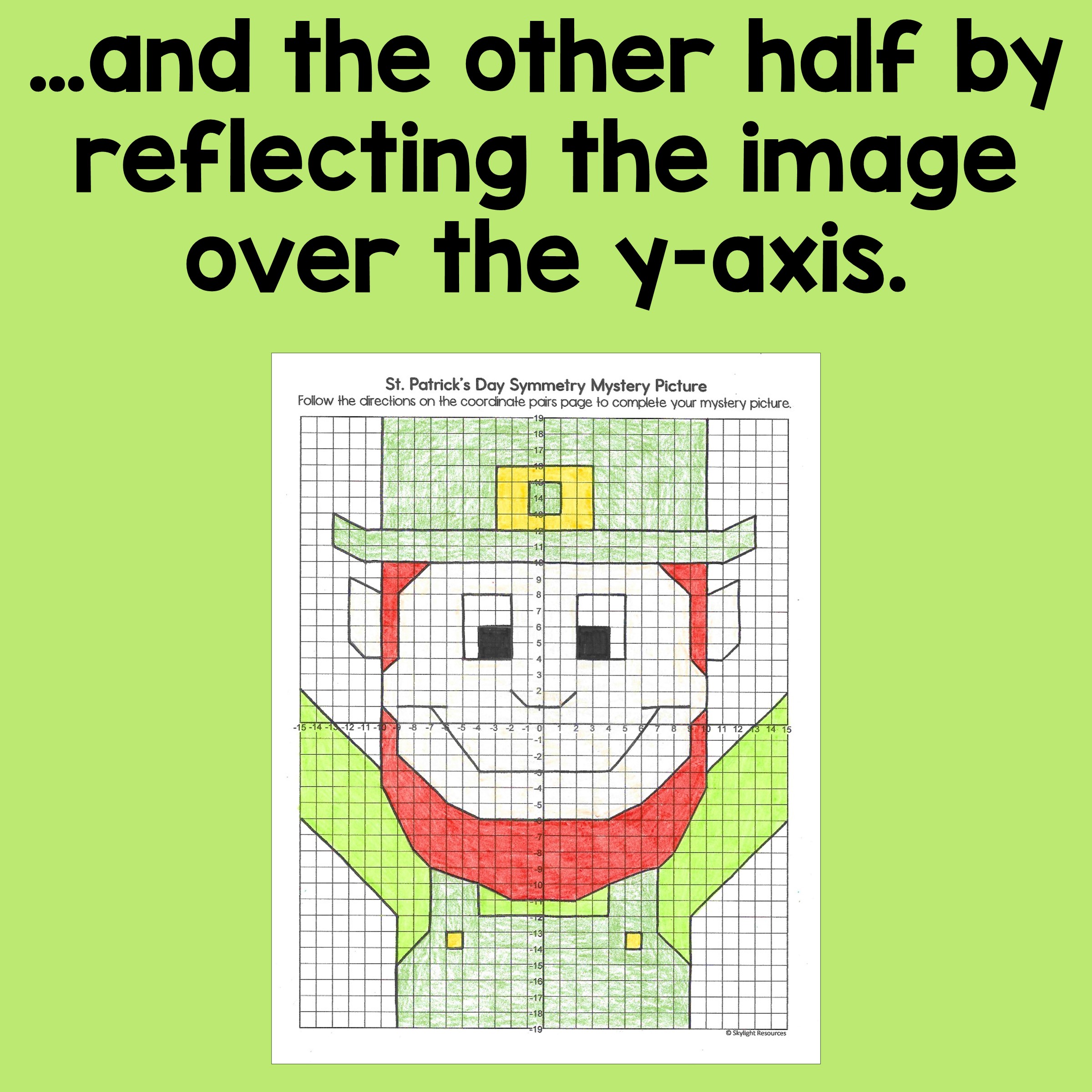 St. Patrick's Day Coordinate Plane Graphing Picture Four Quadrant ...