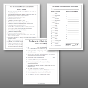 ELEMENTS OF MUSIC Unit Test for High School Music Appreciation | Made ...