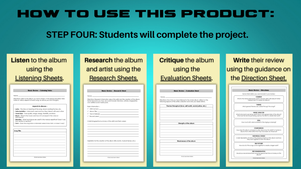 MUSIC REVIEW PROJECT for Middle and High School | Made By Teachers
