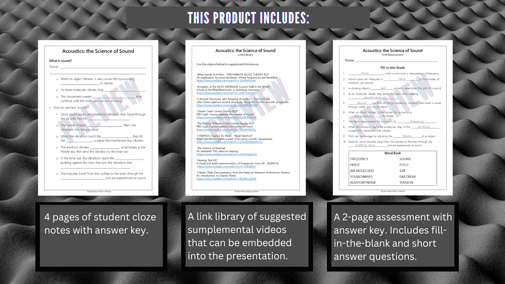 INTRO TO ACOUSTICS the Science of Sound Middle and High School Unit ...
