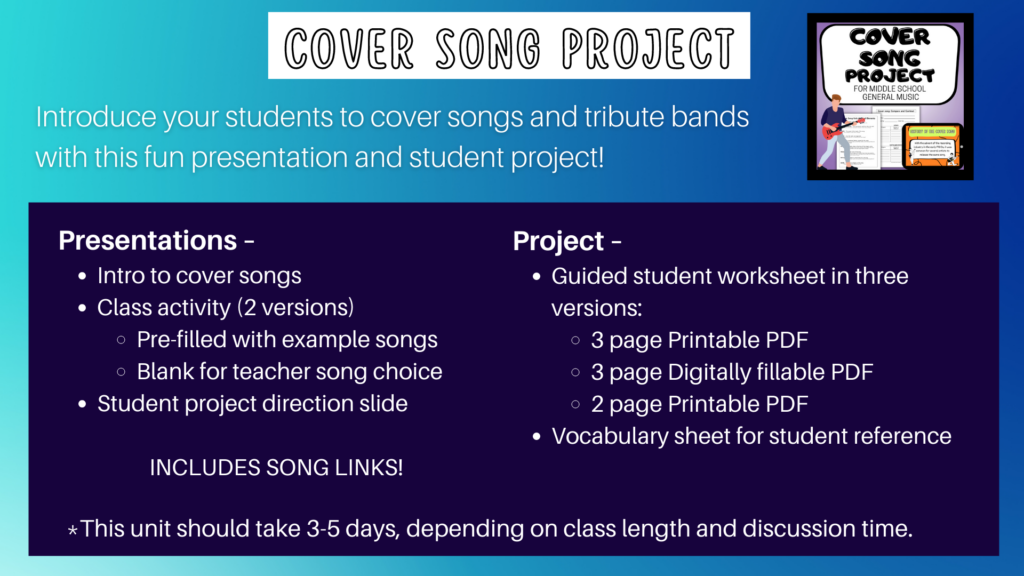 COVER SONGS a Middle School General Music Unit | Made By Teachers