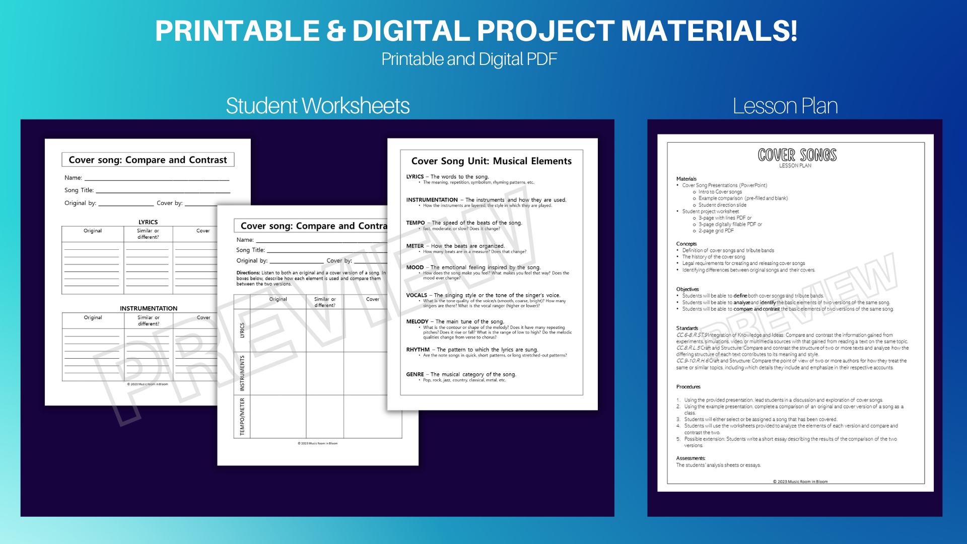 COVER SONGS a Middle School General Music Unit | Made By Teachers