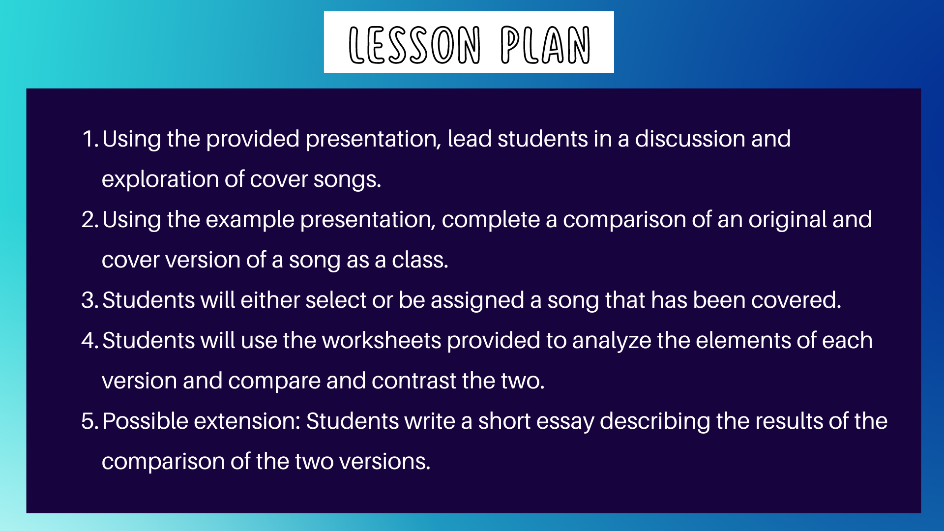 COVER SONGS a Middle School General Music Unit | Made By Teachers