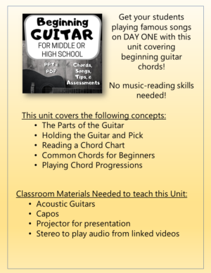 BEGINNING GUITAR UNIT for Middle and High School Music Classes | Made ...