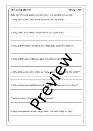 Laura Ingalls Wilder "The Long Winter" worksheets - Made By Teachers