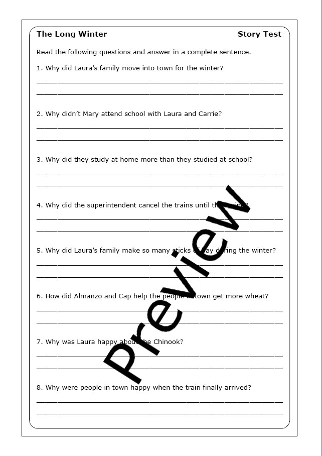 Laura Ingalls Wilder "The Long Winter" worksheets | Made By Teachers