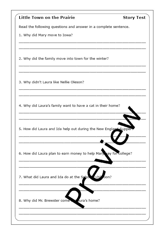 Laura Ingalls Wilder "Little Town on the Prairie" worksheets | Made By ...