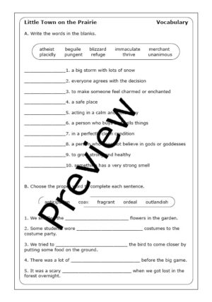 Laura Ingalls Wilder "Little Town on the Prairie" worksheets | Made By ...