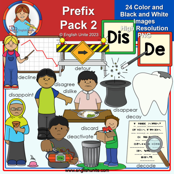 Clip Art - Prefix Pack 2 (De & Dis) | Made By Teachers