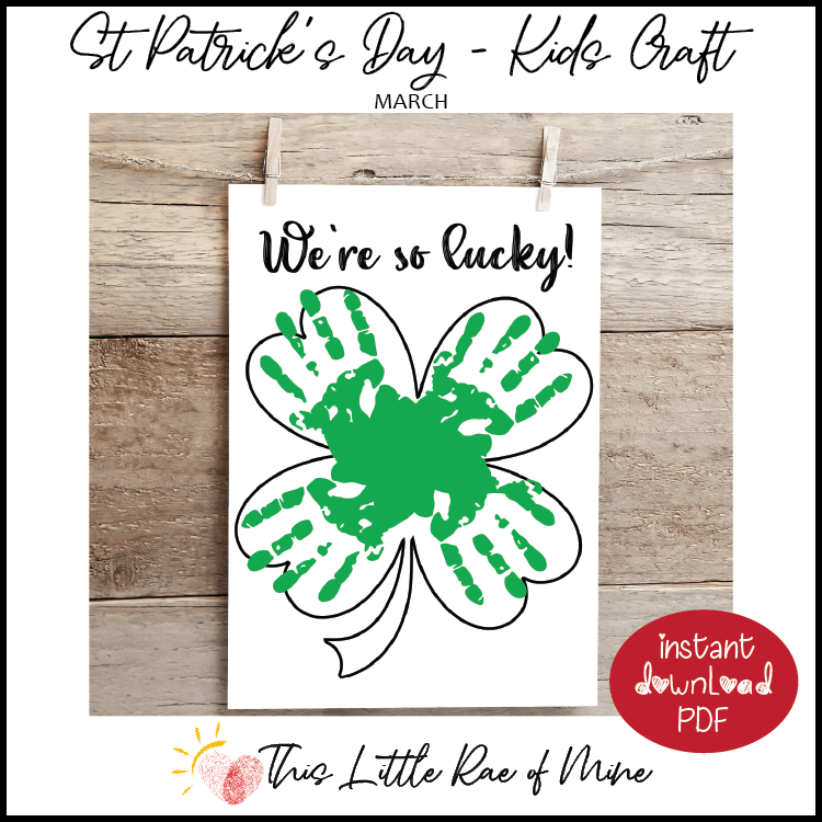 We're so lucky - St Patrick's Day - handprint Art - Printable - DIY kid ...