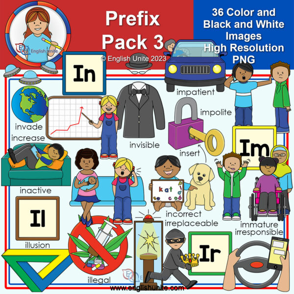 Clip Art - Prefix Pack 3 (Il, Im, In & Ir) | Made By Teachers