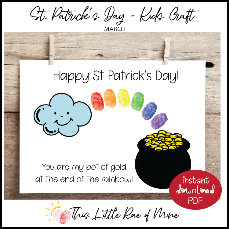 Rainbow - Pot of gold - St Patrick's Day Printable - handprint Art ...