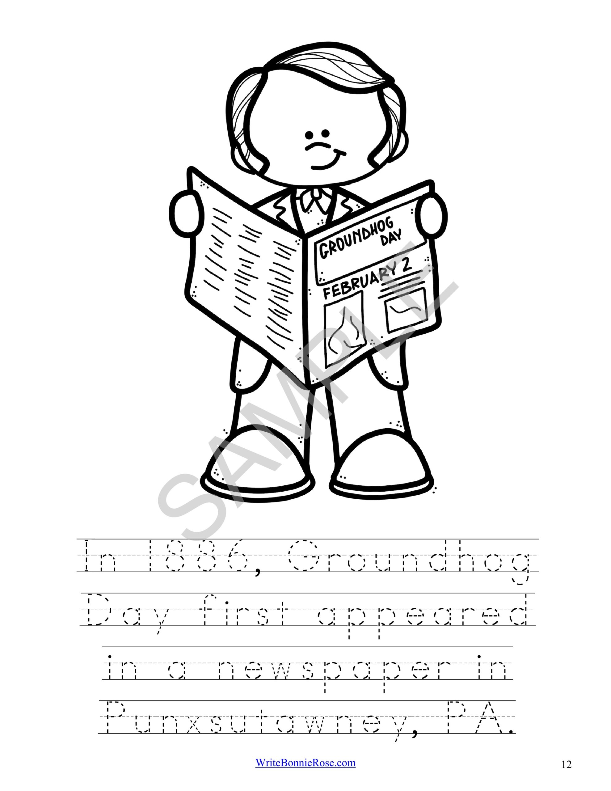 History of Groundhog Day Coloring Book-Level B | Made By Teachers