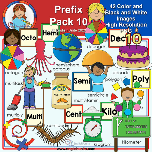 Clip Art - Prefix Pack 10 (Numbers 2) | Made By Teachers