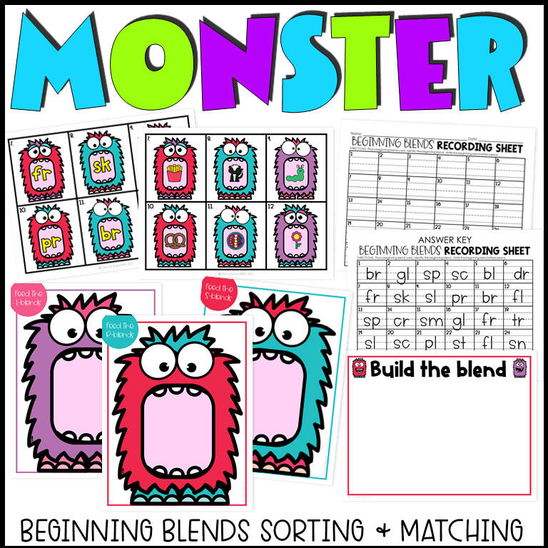 Beginning Blends Sorting - Monsters | Made By Teachers