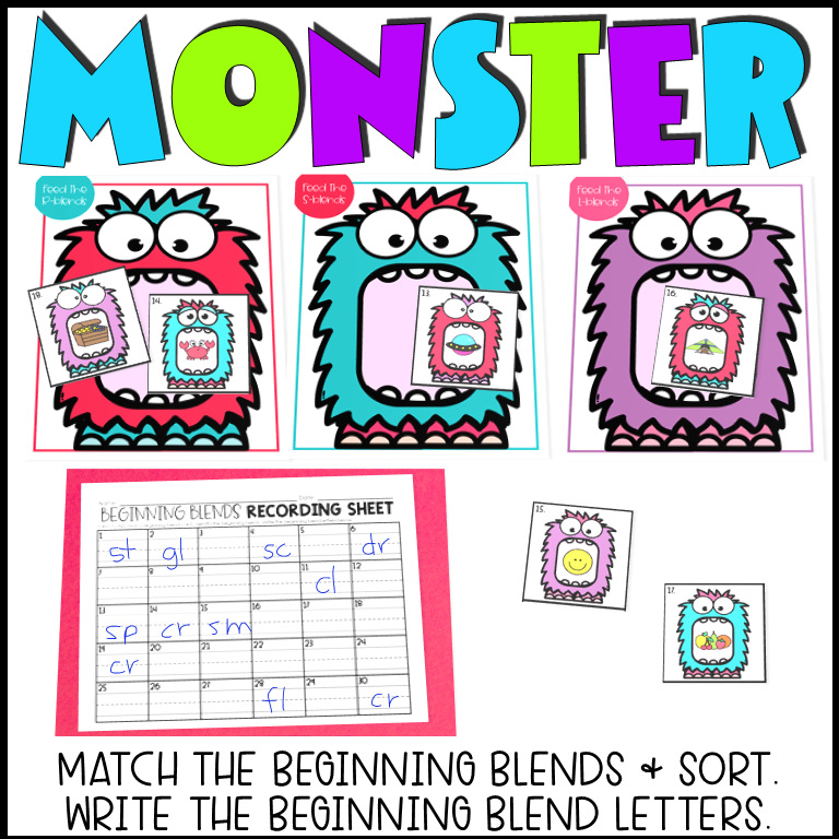 Beginning Blends Sorting - Monsters | Made By Teachers