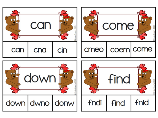 Valentines Sight Word Clip Cards | Made By Teachers