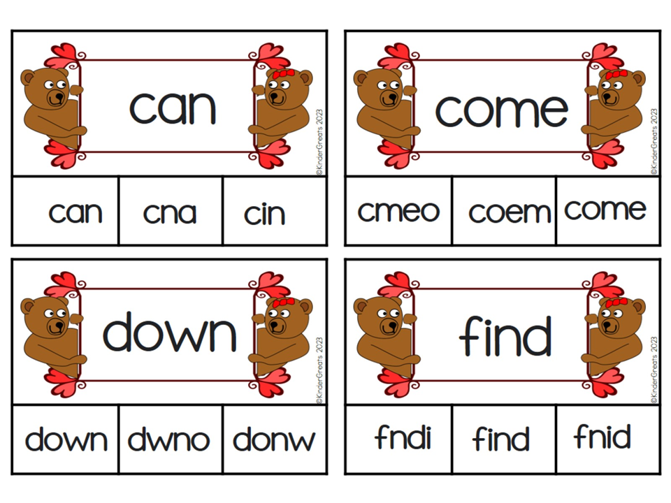 Valentines Sight Word Clip Cards | Made By Teachers