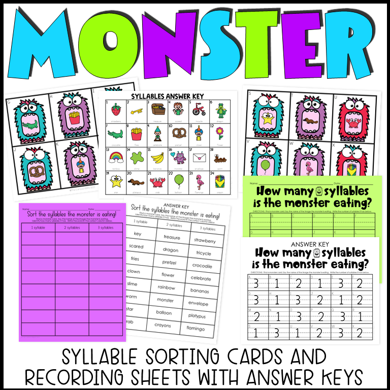 Syllable Sorting Monsters | Made By Teachers