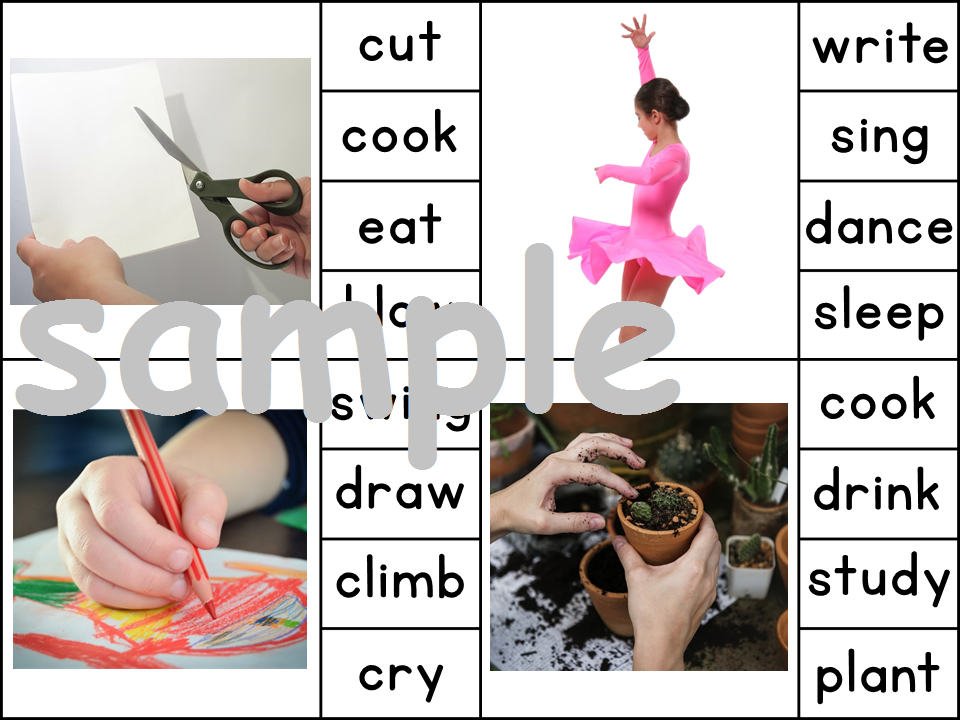 Action Verbs Clip Cards | Task Box for Special Education and ESL Set 1 ...