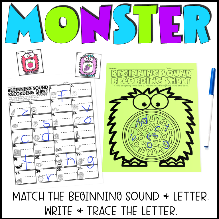 Beginning Sounds Matching - Monsters | Made By Teachers