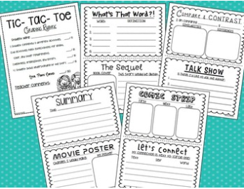 Reading Response Fiction Tic Tac Toe Menu Choice Board | Made By Teachers